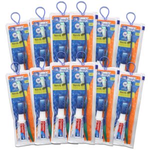 toothbrush & cover travel kit with colgate toothpaste (12 pack)