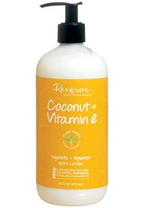 renpure plant-based body lotion for dry skin – coconut oil, aloe vera & vitamin e oil for skin – hydrating, lightweight natural body lotion & fast drying body moisturizer cream, 16 fl. oz.