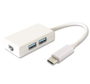 premiumcord usb-c hub to 2x usb 3.0 + gigabit ethernet rj45, gigabit network, superspeed usb 3.1 type c plug, length 25 cm