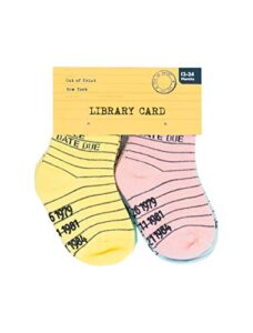 out of print unisex library card socks 0-12 months 4 pack