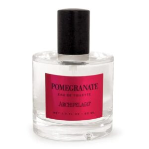 archipelago botanicals pomegranate eau de toilette, women’s fragrance for daily use, travel size cologne bottle, pomegranate, valencia oranges and white peaches scent, 1.64 oz