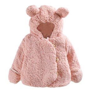 aivtalk baby toodler fuzzy jacket cute hoodie cotton coat winter warm outerwear (6-12 months, light pink)