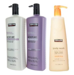 kirkland signature professional salon formula bundle - shampoo (33.8 fl oz), conditioner (33.8 fl oz), and 2 body washes (27 fl oz each)