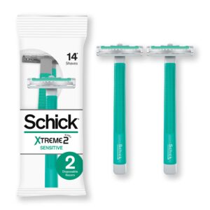 schick xtreme 2 sensitive razor — disposable razors men, razors for men sensitive skin, 2ct (pack of 36) - 72 total razors