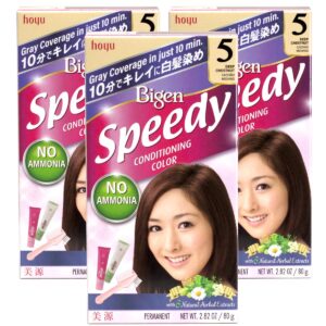 bigen speedy conditioning color kit: 5 deep chestnut - 3 pack