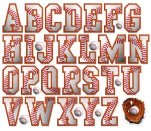 baseball letters alphabet wall stickers peel and stick abc children kids child decals bedroom nursery playroom