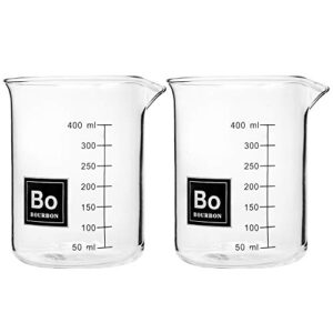 drink periodically set of 2 laboratory beaker bourbon rocks glasses-16oz each