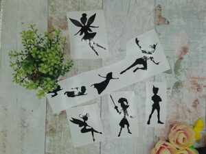 pack of 5 peter pan, wendy and his gang inspired novelty wall/laptop/car sticker/nursery décor wall sticker (small)