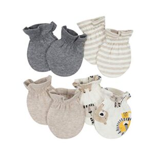 organic cotton rib no scratch mittens, 4pk (baby boy)