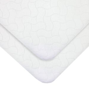 american baby company 2 pack waterproof reusable embossed quilt-like flat crib protective mattress pad cover for babies, adults and pets, white