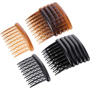 gejoy 12 pieces plastic teeth hair combs tortoise side comb hair accessories(black, dark brown)