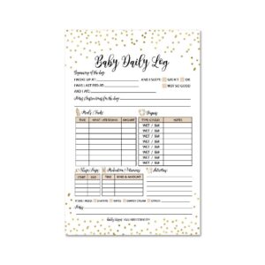 nanny newborn baby or toddler log tracker, daily schedule feeding food sleep naps activity diaper change monitor notes for daycare, babysitter, caregiver, infants and babies, 50 sheet pad