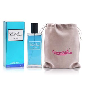 secret plus cool ocean perfume for men, edp- 3.4 oz, inspired by cool water of davidoff with a novoglow pouch included