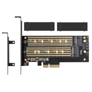 dual m.2 pcie adapter for sata or pcie nvme ssd with advanced heat sink solution,m.2 ssd nvme (m key) and sata (b key) 22110 2280 2260 2242 2230 to pci-e x 4 host controller expansion card