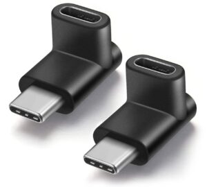 urwoow right angle type c usb 3.1 adapter extension 90 degree male to female right & left angled extension (2 pack)