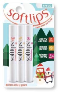 softlips limited edition christmas set spf20, cherry cordial, maple butter, winter berry