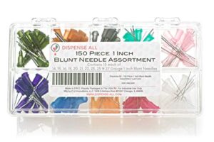 dispense all - 150 piece 1 inch blunt needle assortment, luer lock