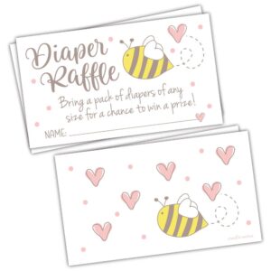 50 baby bee diaper raffle tickets for a girl or gender neutral baby shower - invitation inserts - mom to bee baby shower