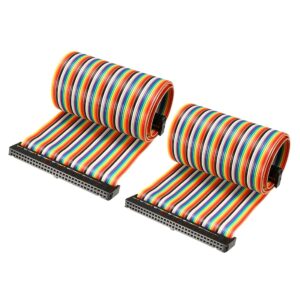 uxcell idc rainbow wire flat ribbon cable 64 pins 48cm length 2.54mm pitch 2pcs type-c