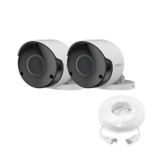 wisenet sdc-89445bf 5mp cctv surveillance weatherproof bullet security camera 82ft ir distance plastic housing 3.6mm lens 104° wide angle (double pack)