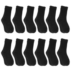 falari 12-pack girl toddler kids cotton crew socks (6-8 years, black)