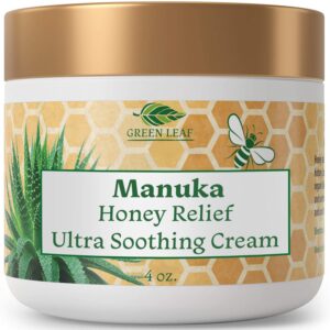 manuka honey cream - eczema honey cream - moisturizer lotion treatment for eczema & psoriasis - ultra soothing relief - face & body care, itchy dry skin rash healing ointment for adults & kids 4oz