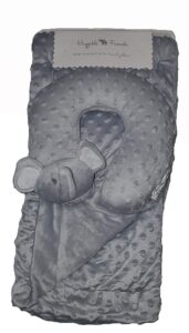 huggable friend baby blanket w/travel pillow (elephant gray)