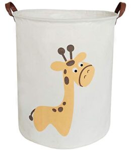 boohit storage baskets,canvas fabric laundry hamper-collapsible storage bin with handles,toy organizer bin for kid's room,office,nursery hamper, home decor (giraffe)