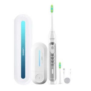 sonic electric toothbrushes with charging case & travel case, lebond usb inductive rechargeable electric toothbrush with 3 modes, smart timer and 2 replacement heads for kids and adults