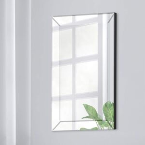 everly hart collection 16x24 beveled wall accent mirror with angled beveled mirror frame silver