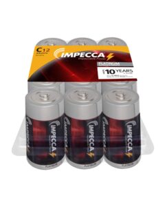 impecca c batteries high-performance alkaline c cell battery with a 10 year ultra long lasting shelf life leak resistant 1.5v all-purpose batteries platinum series, 12-pack