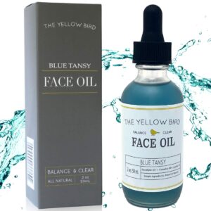 the yellow bird balancing blue tansy face oil – skin glowing serum. collagen support. promotes clear skin naturally. wrinkle & pore minimizer. natural, vegan facial moisturizer.