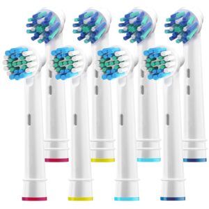 pearl enterprises generic electric toothbrush replacement brush heads. 8 pack variety heads - 4 cross, 4 classic clean. easy cleaning for kids & adults. compatible with oral b electric toothbrushes