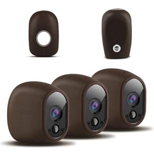 taken silicone skins compatible with arlo smart security home camera, silicone skins case cover for arlo smart security wire-free cameras, 3 pack, brown