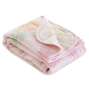 burts bees baby infant reversible blankets 100% organic cotton gots certified - morning glory prints with quilting pattern soft nursery blanket with 100% polyester fill for size 30 x 40 inch