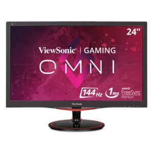 viewsonic vx2458-mhd 24 inch 1080p 1ms 144 hz gaming monitor with freesync flicker-free and blue light filter hdmi and dp (renewed)