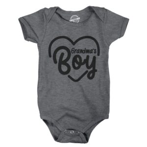 creeper grandmas boy baby bodysuit for newborn grandson funny baby onesies mother's day onesie for baby funny grandma onesie novelty onesie dark grey newborn