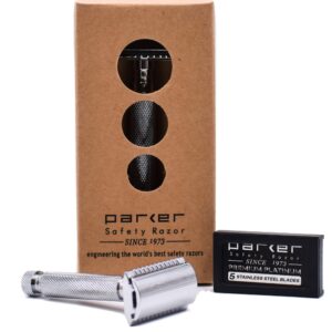 parker 97r traditional double edge safety razor & 5 parker premium razor blades