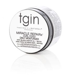 tgin miracle repairx curl food daily moisturizer for curly, coily and wavy hair, moisturizing curl cream for dry, damaged hair, 12 oz