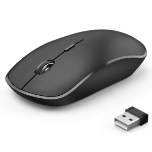 joyaccess wireless mouse, 2.4g portable slim silent computer mouse wireless with usb nano receiver, 2400 dpi, for notebook, laptop, pc - black