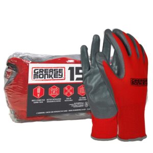 grease monkey nitrile coated work gloves - 15 pairs - size large