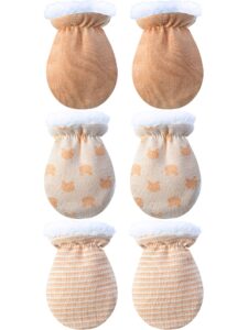 blulu 3 pairs newborn mitten gloves baby winter mittens warm infant cotton mittens