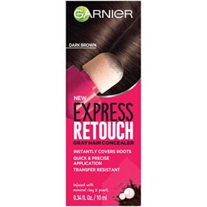 garnier hair color express retouch gray hair concealer, dark brown root touch up, 1 count