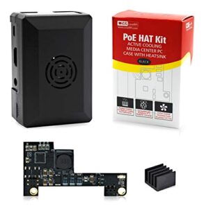 loverpi power-over-ethernet (poe) hat kit for raspberry pi 3 model b+ with black case