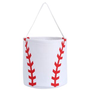 e-firstfeeling baseball basket easter baskets canvas easter eggs hunt baskets halloween basket trick or treat basket candy bucket tote for halloween easter (baseball)