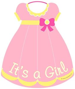 cute news it's a girl baby door hanger, new birth arrival announcement sign, welcome home newborn dress decoration banner, shower party wreath card, stork keepsake gift, indoor/outdoor, pink