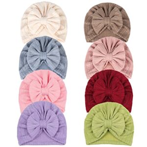 yili maizi newborn baby toddler cotton hat baby girl knotted hat cute donut soft turban bow cap set