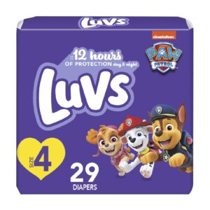 luvs diapers - size 4, 29 count, paw patrol disposable baby diapers