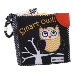 touch and feel cloth crinkle books for babies infant, baby books toys 0-3-6-12 months, christmas shower baby gifts, high contrast toys,teething teethers, tummy time mirror toys for boys and girls-owl