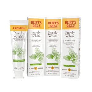 burt's bees toothpaste, natural flavor, fluoride free purely white, zen peppermint, 4.7oz 3 count